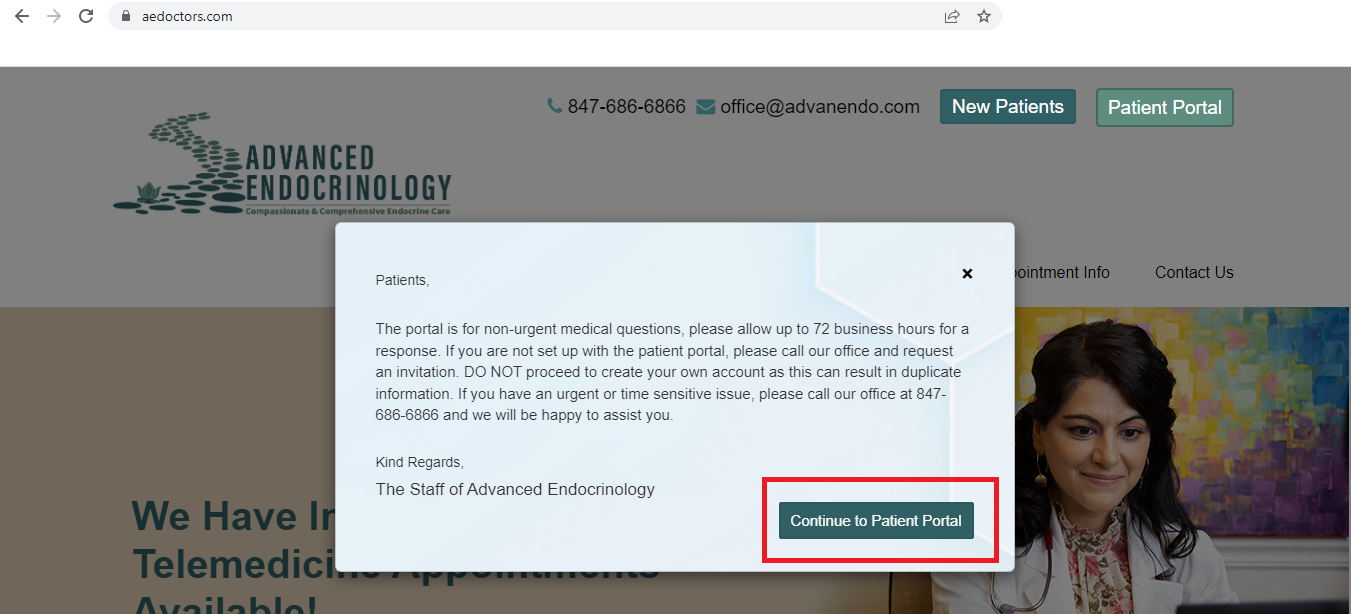 Advanced Endocrinology Patient Portal Login - aedoctors.com - Digital ...